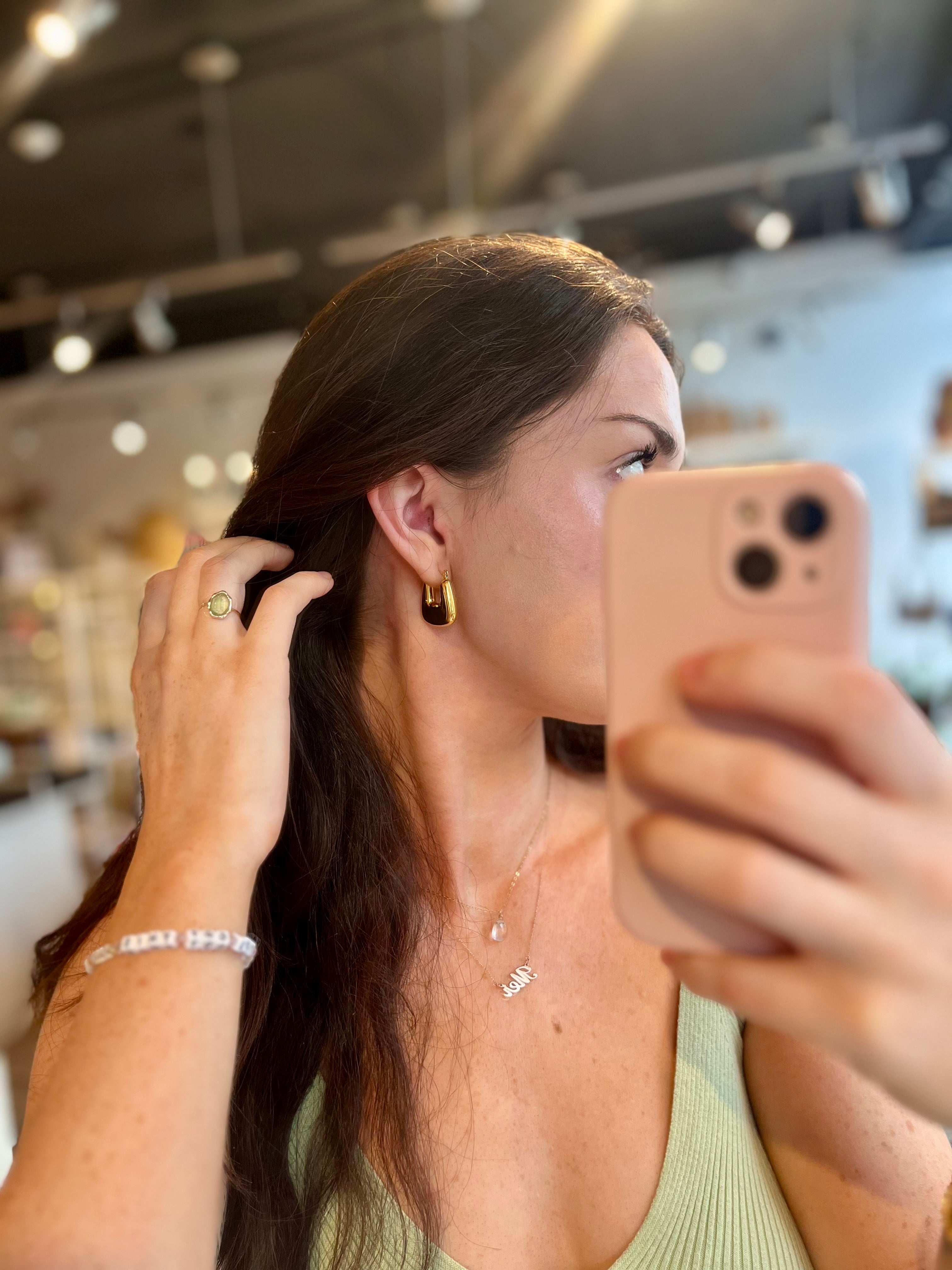 Gold Rectangle Noor Hoop Earrings – JV Studios & Boutique